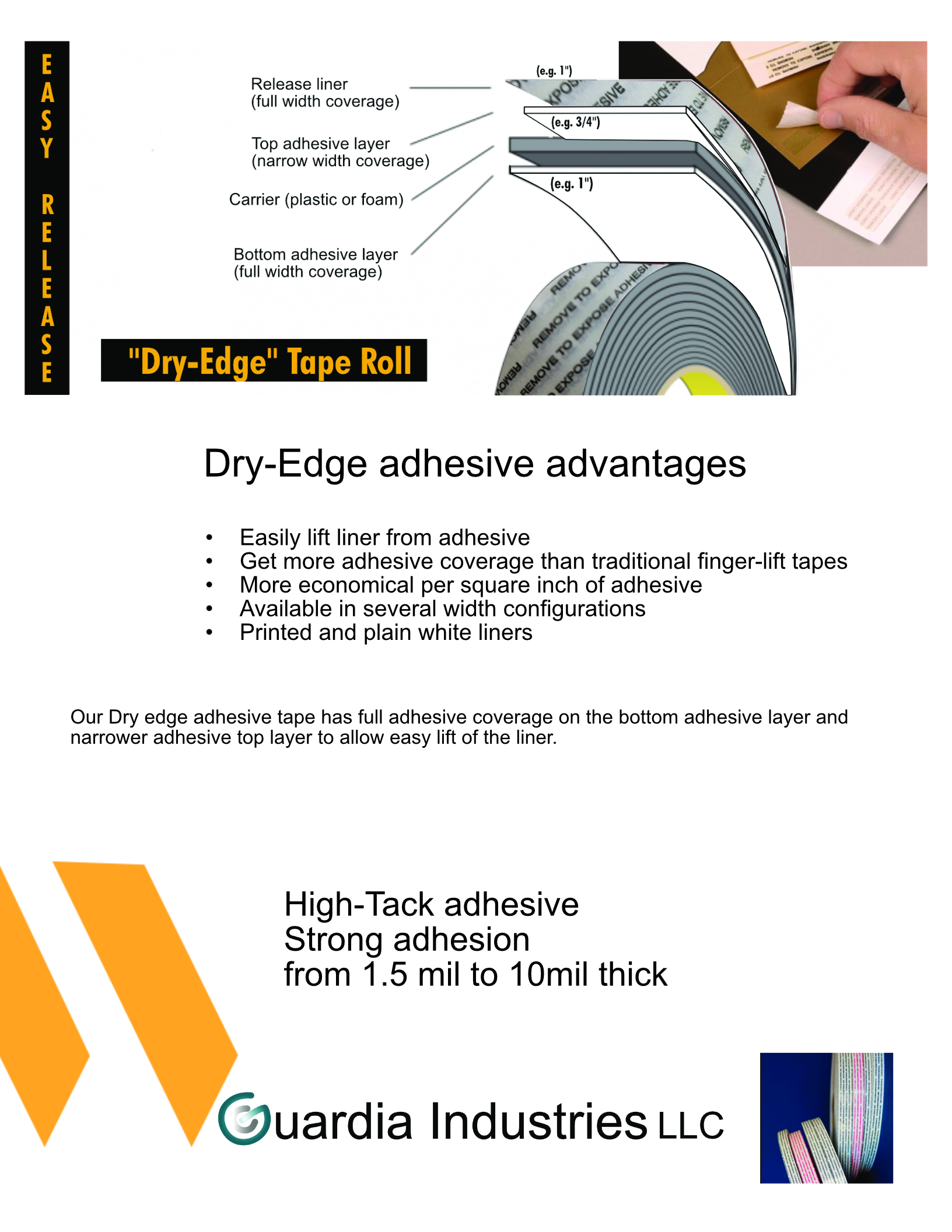 Extended Liner (finger-lift) Adhesive Tape Types – Quick Stick Tapes